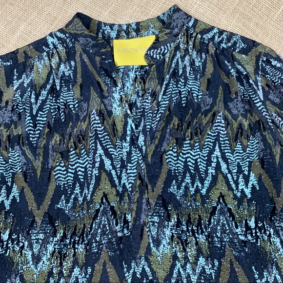 Aaron Ashe | Tops | Aaron Ashe Top Blouse Silk Blue Green Balloon ...